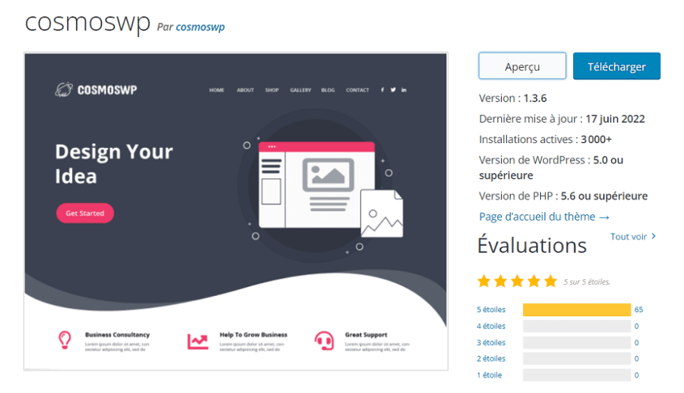 CosmosWP : un thème WordPress gratuit aux allures premium