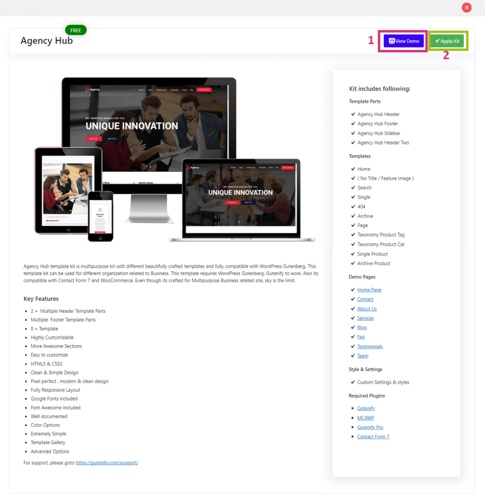 Gutenify Template Kit : thème WordPress compatible FSE [Démo]